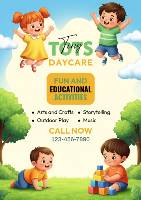 Plantilla de Yellow Joyful Babysitter Or Day Care Flyer A4 | PosterMyWall