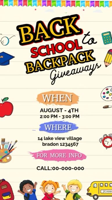 Yellow Joyful Backpacks Giveaways Instagram Story Template | PosterMyWall