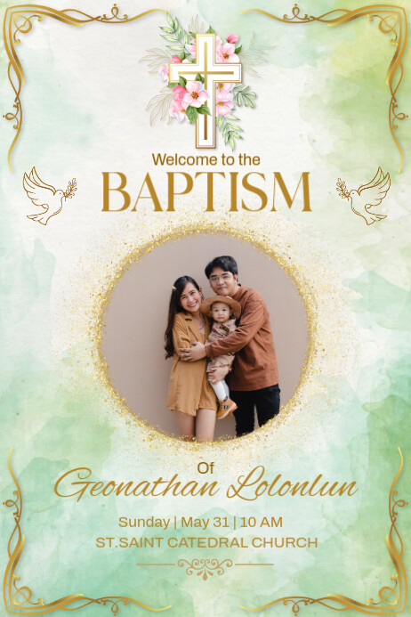 Yellow Joyful Baptism Poster Template | PosterMyWall