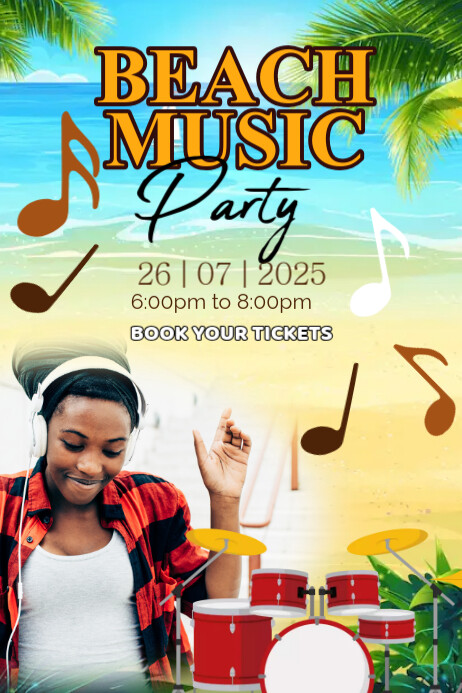 Copy of Yellow Joyful Beach Music Party Poster | PosterMyWall