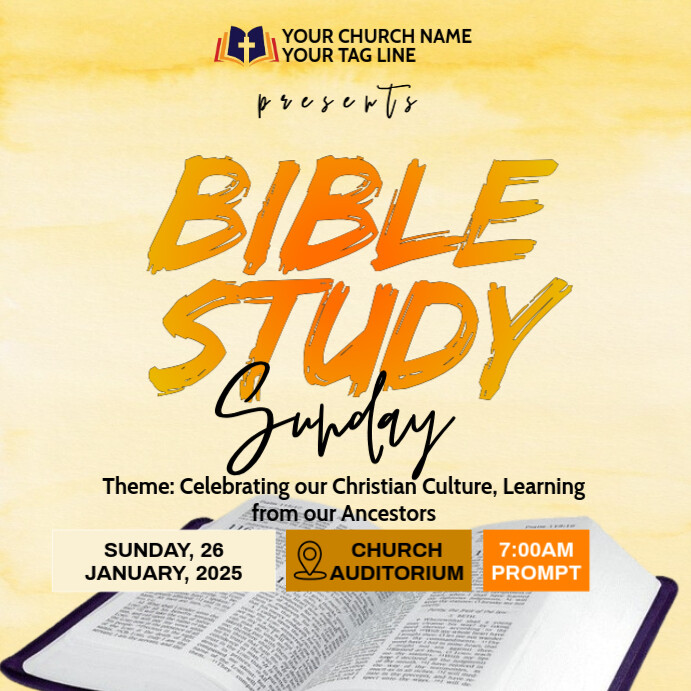 Copy of Yellow Joyful Bible Study Service Square (1:1) | PosterMyWall