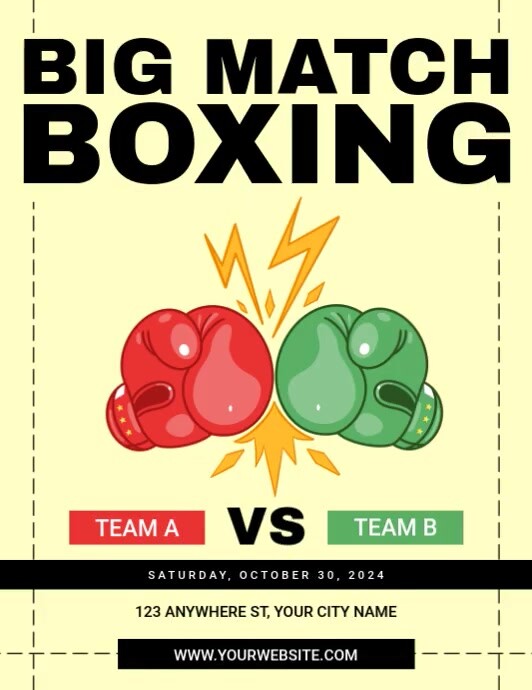Copy of Yellow Joyful Big Match Boxing Flyer (us Letter) | PosterMyWall