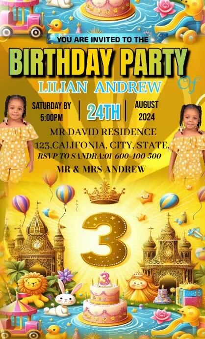 Yellow Joyful Birthday Party Invitation Video Template | PosterMyWall