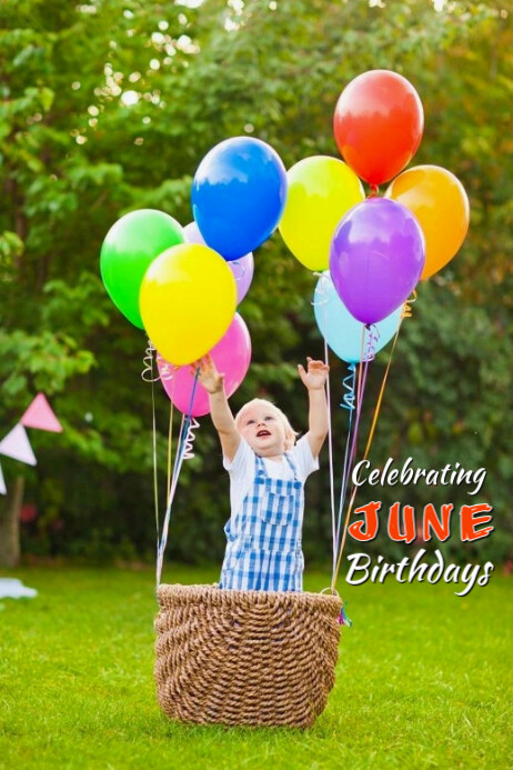 Yellow Joyful Celebrating June Birthdays Banner 4' × 6' Template ...