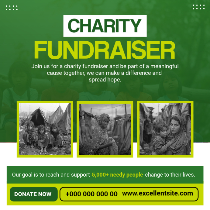 Yellow Joyful Charity Fundraiser Instagram Post Template | PosterMyWall