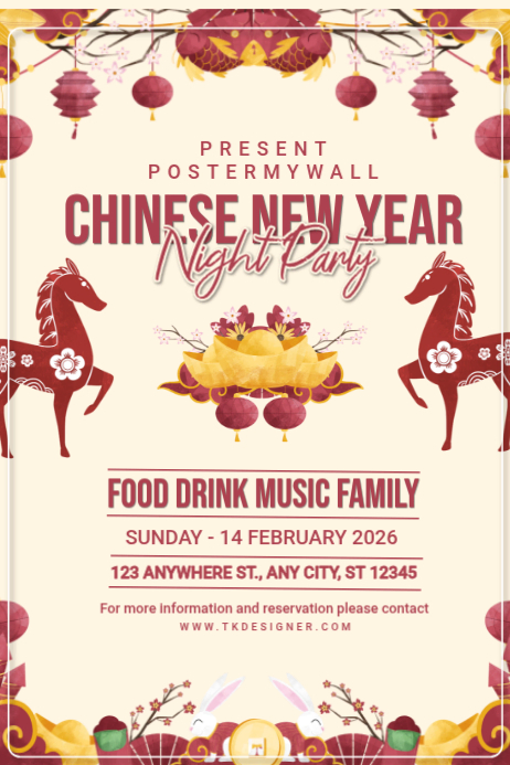 Yellow Joyful Chinese New Year 2026 Poster Template | PosterMyWall