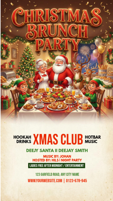 Yellow Joyful Christmas Brunch Instagram Story Template | PosterMyWall