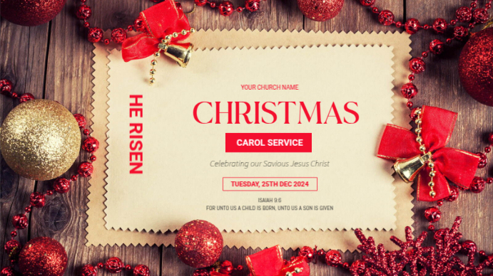 Yellow Joyful Christmas Carol Service Presentation (16:9) Modelo ...