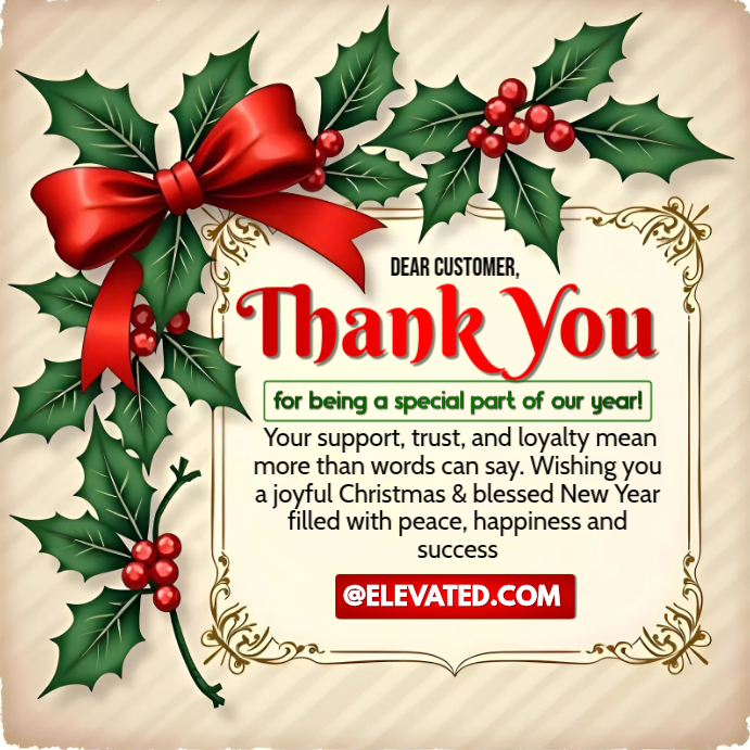 Yellow Joyful Christmas Customer Thank You Message Square (1:1 ...