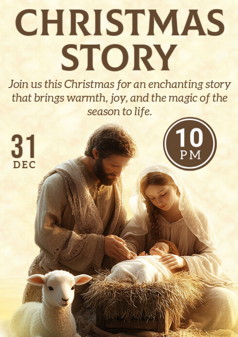 Yellow Joyful Christmas Nativity A4 Template | PosterMyWall