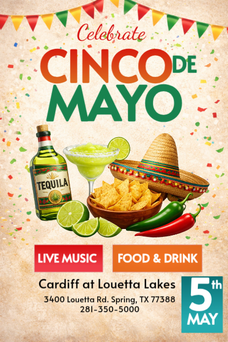 Plantilla de Yellow Joyful Cinco de Mayo Celebration Poster | PosterMyWall