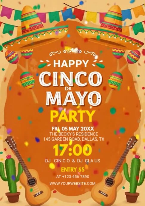 Plantilla de Yellow Joyful Cinco De Mayo Party A4 template | PosterMyWall