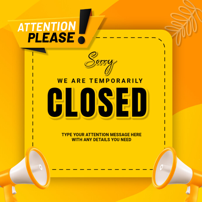 Copy of Yellow Joyful Closed Instagram Post | PosterMyWall