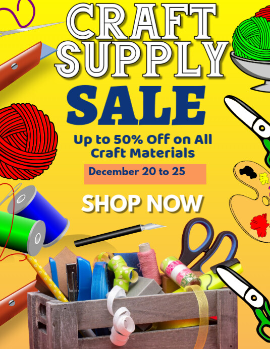 Yellow Joyful Craft Supply Sale Flyer (us Letter) Template | PosterMyWall