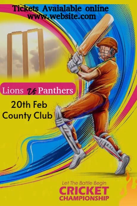 Yellow Joyful Cricket Fever Poster Template | PosterMyWall