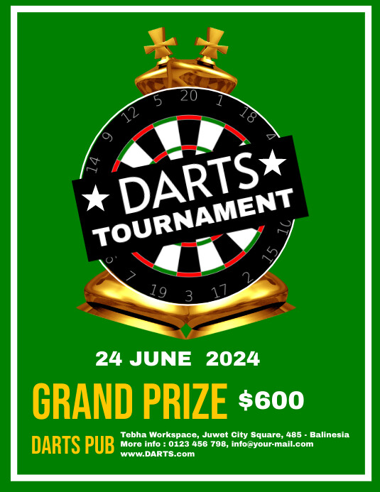 Yellow Joyful Darts Tournament Flyer Flyer (u Template | PosterMyWall