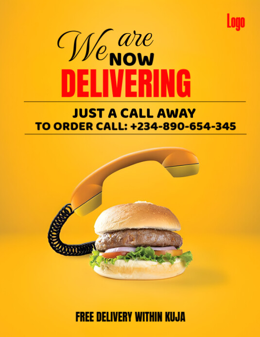 Yellow Joyful Delivery Service Restaurant Banner Flyer (us Letter ...