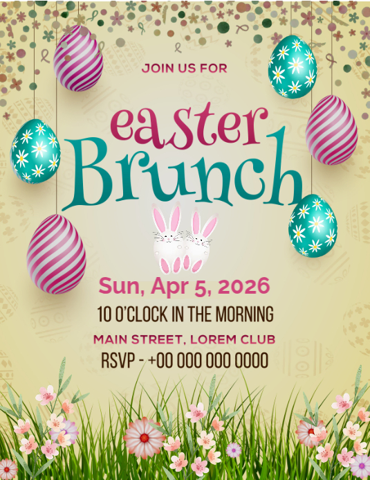 Yellow Joyful Easter Brunch Flyer Template | PosterMyWall