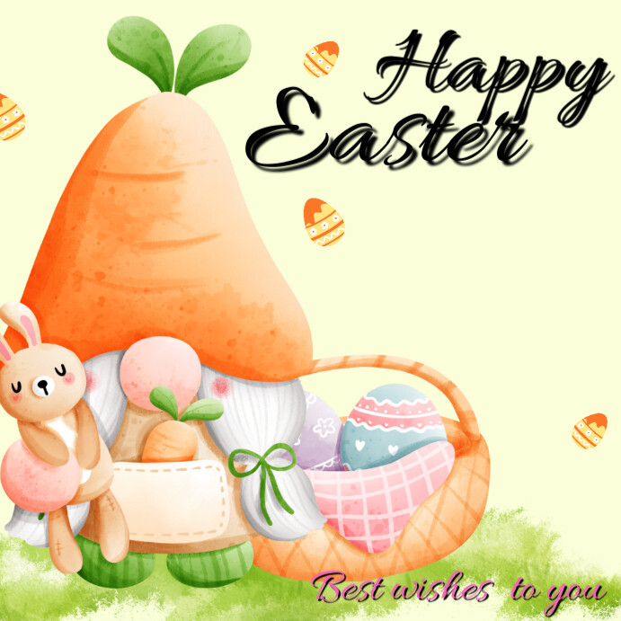 Yellow Joyful Easter Egg Instagram Post Template | PosterMyWall