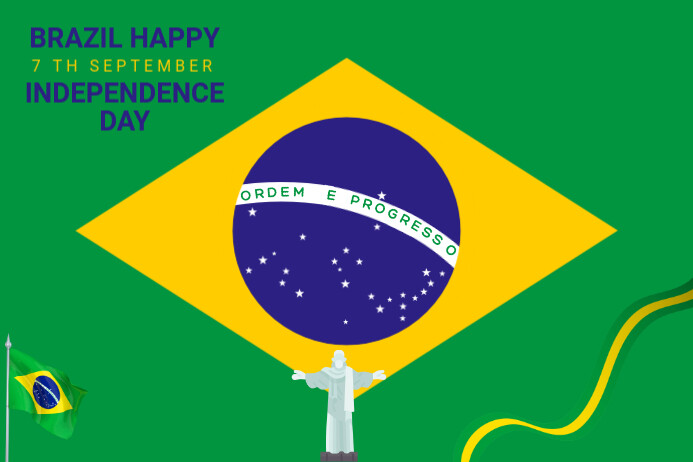 Yellow Joyful Editable Brazil Flag Poster – Green, Yellow & Blue ...