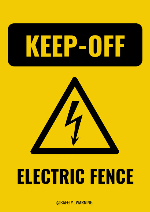 Yellow Joyful Electric Fence Warning Sign A4 Template | PosterMyWall