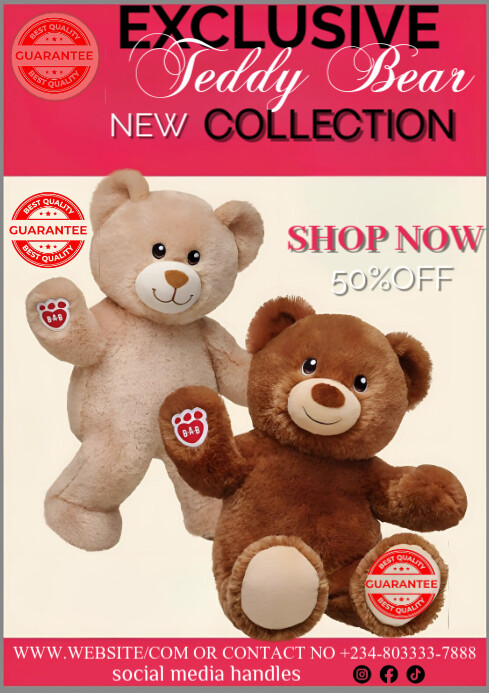 Yellow Joyful Exclusive Teddy Bear A4 Template | PosterMyWall