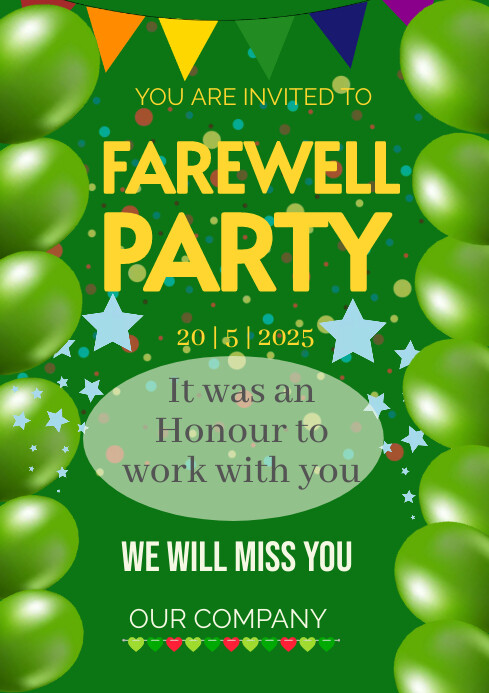 Copy of Yellow Joyful Farewell Party A4 | PosterMyWall