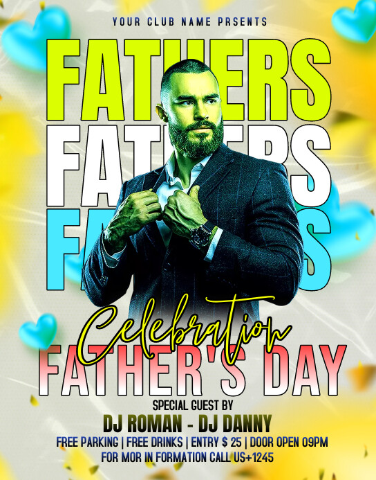 Yellow Joyful Father Day Celebration Poster/ Template | PosterMyWall