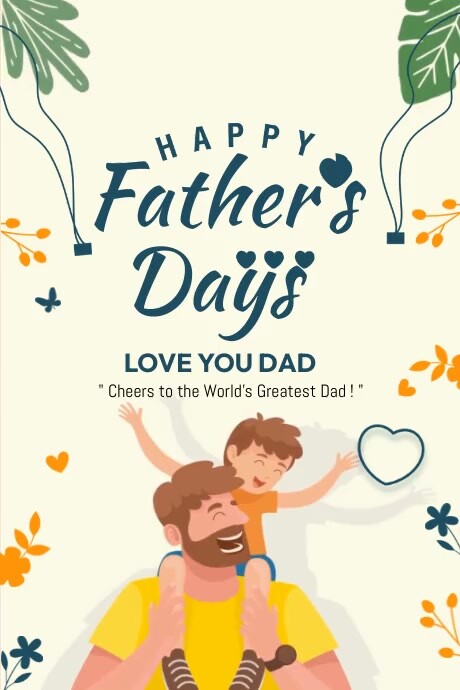 Yellow Joyful Fathers Day Minimal Poster Template | PosterMyWall