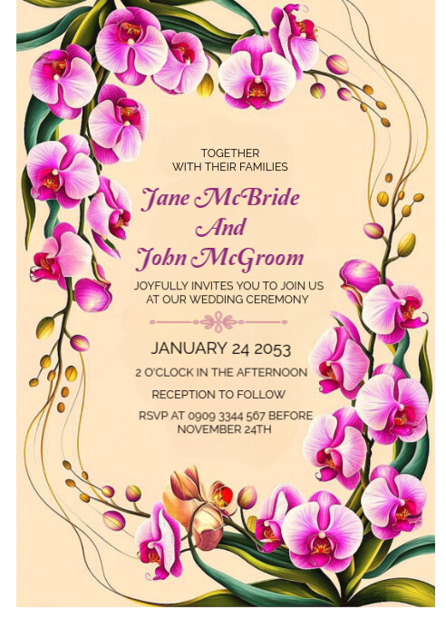 Yellow Joyful Floral Wedding Invitation Card A6 Template | PosterMyWall