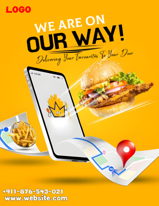 Yellow Joyful Food Flyer Delivery Service Flyer (us Letter) Template ...