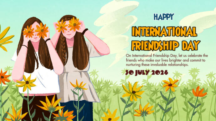 Yellow Joyful Friendship Day Digital Display (16:9) Template | PosterMyWall