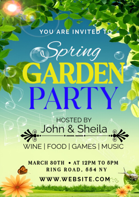 Yellow Joyful Garden Party Design A2 Template | PosterMyWall