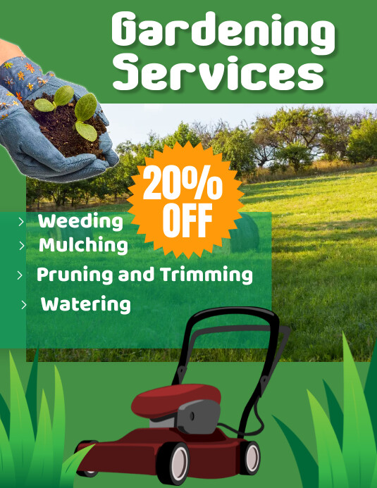 Yellow Joyful Gardening Services Flyer Flyer Template | PosterMyWall