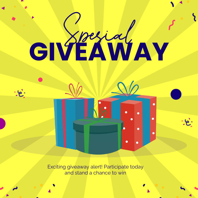 Plantilla de Yellow Joyful Give Away Instagram Post | PosterMyWall