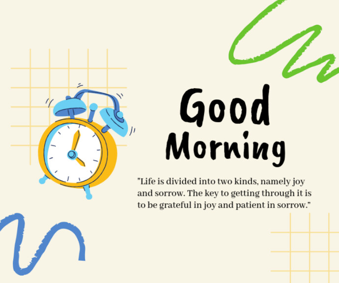Yellow Joyful Good Morning Wish Templates Medium Rectangle | PosterMyWall