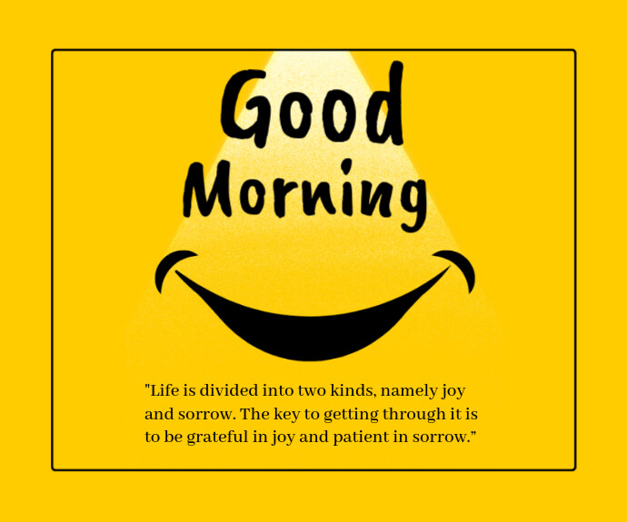Yellow Joyful Good Morning Wish Templates Medium Rectangle | PosterMyWall
