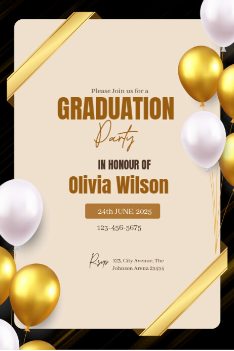 Copy of Yellow Joyful Graduation Party Invitation Poster | PosterMyWall