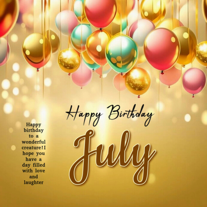 Yellow Joyful Happy Birthday July Instagram Post Template | PosterMyWall