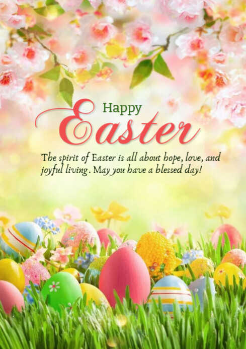 Copy of Yellow Joyful Happy Easter Greeting Card And Best Wishes Design ...