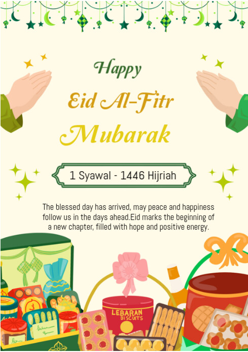 Copy of Yellow Joyful Happy Eid Al Fitr A4 | PosterMyWall