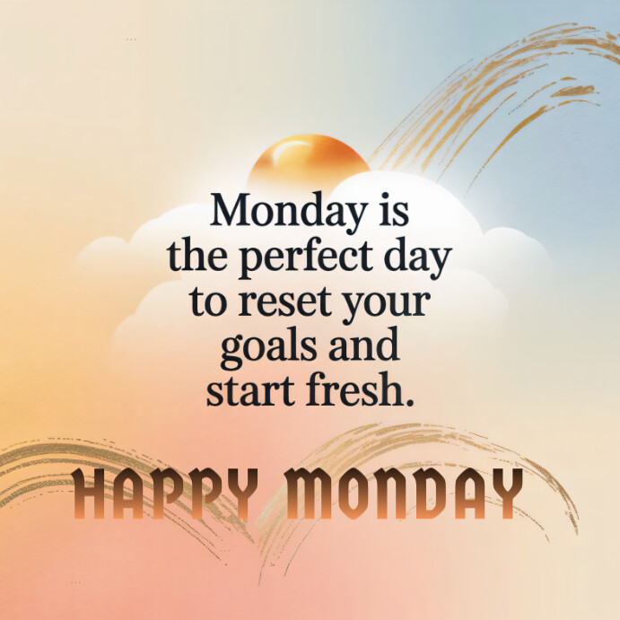Plantilla de Yellow Joyful Happy Monday Motivational Quote – Start ...