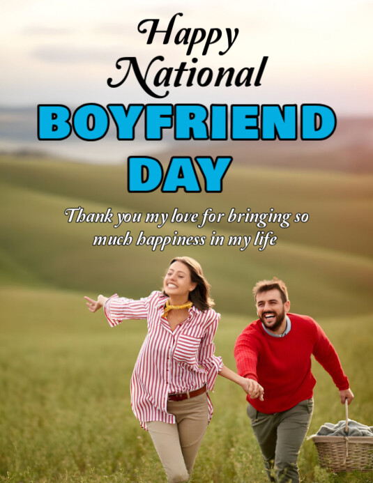 Yellow Joyful Happy National Boyfriend Day Flyer (us Letter) Template ...