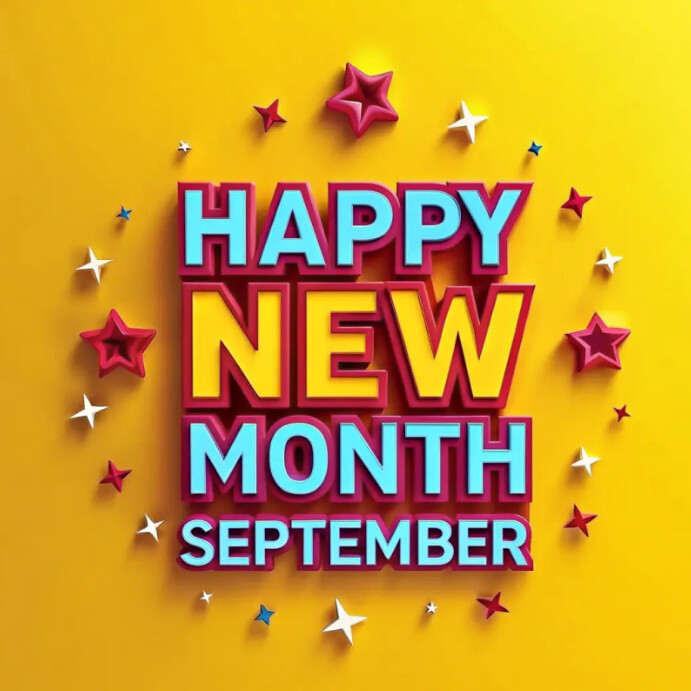 Yellow Joyful Happy New Month September Instagram Post Template ...