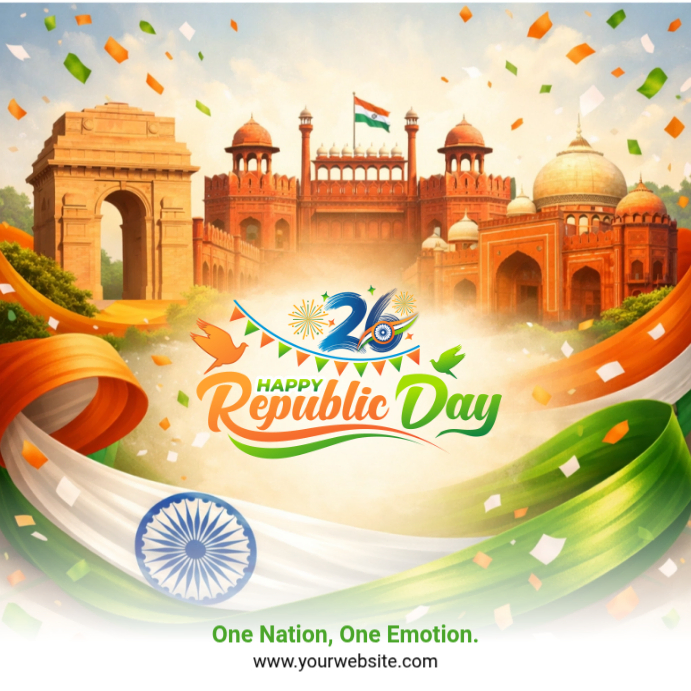 Yellow Joyful Happy Republic Day Instagram Post Template | PosterMyWall