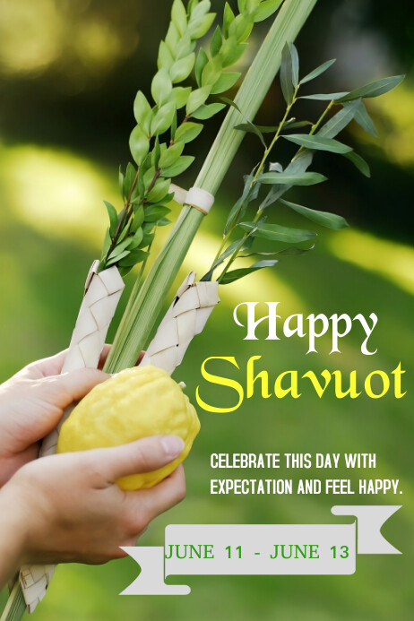 Yellow Joyful Happy Shavuot Day Poster Template | PosterMyWall
