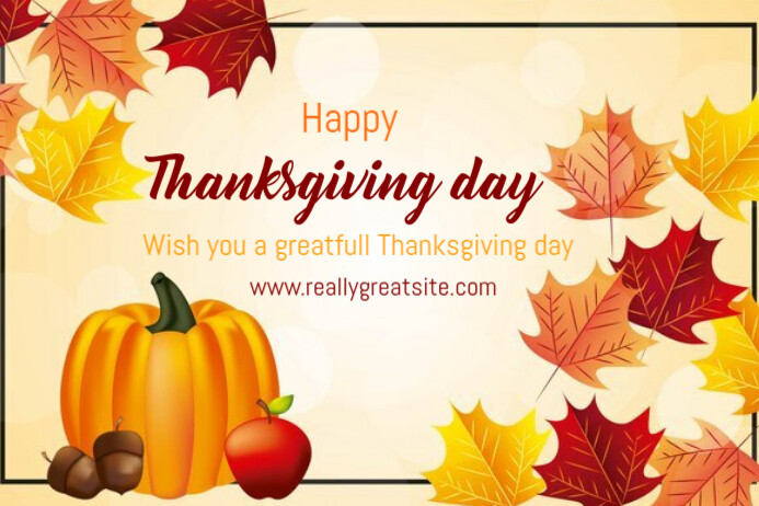 Copy of Yellow Joyful Happy Thanksgiving Day Label | PosterMyWall