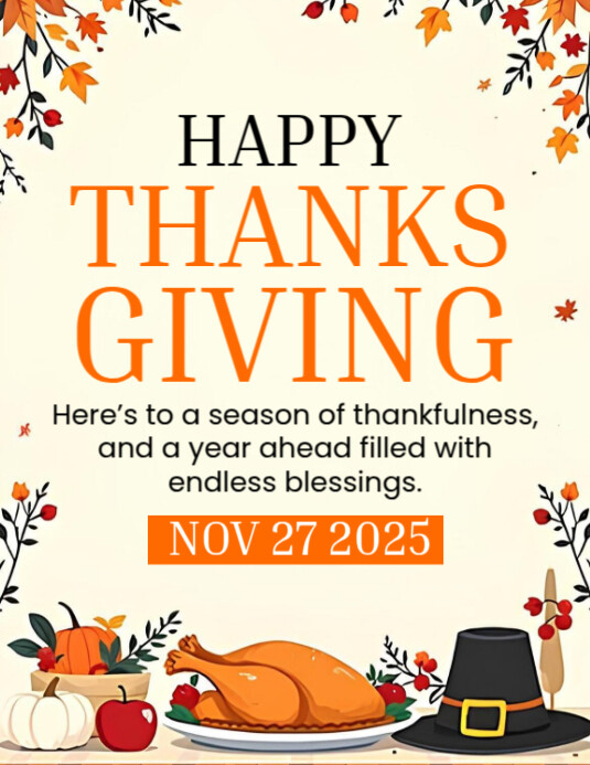 Copy of Yellow Joyful Happy Thanksgiving Flyer (us Letter) | PosterMyWall