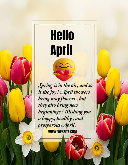 Plantilla de Yellow Joyful Hello April Template Design Flyer (us Letter ...