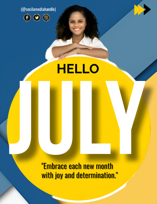 Yellow Joyful Hello July Flyer (us Letter) Template | PosterMyWall